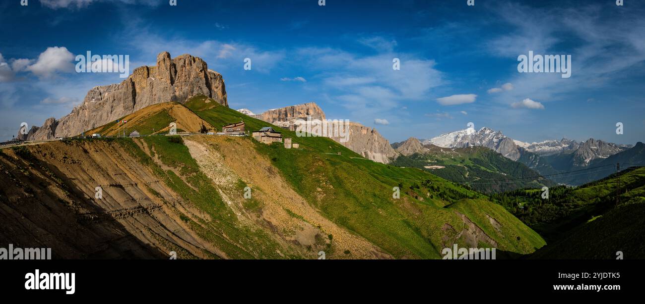 PASSO SELLA, ITALY – AUGUST 27, 2024: A stunning view of the Dolomites ...