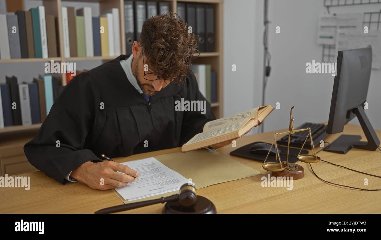 Young man judge reading documents hi-res stock photography and images ...