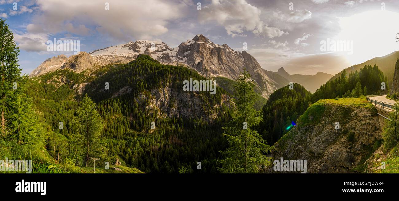 PASSO SELLA, ITALY – AUGUST 27, 2024: A stunning view of the Marmolada ...