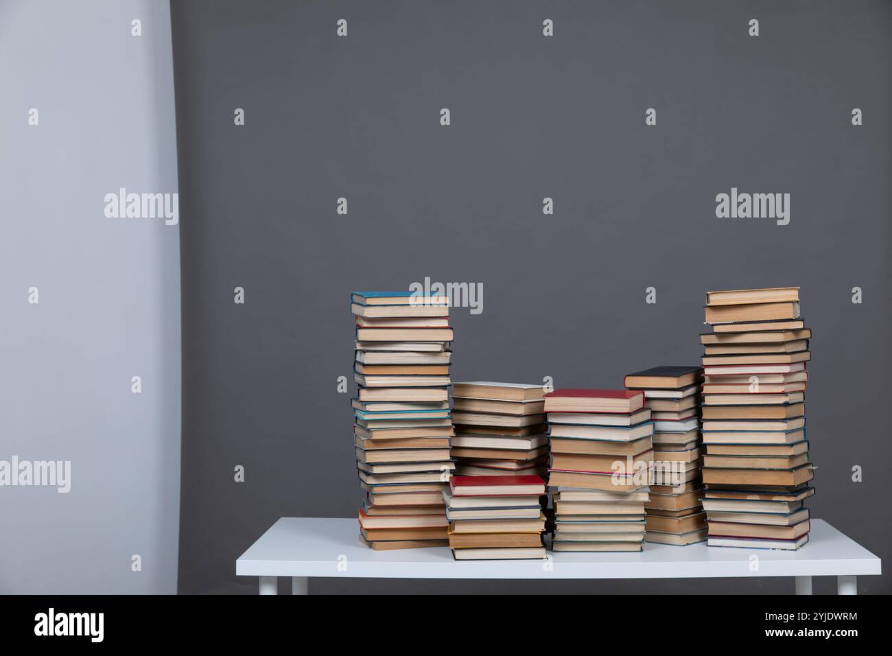 stacks books to study in the library, university, college, school Stock ...