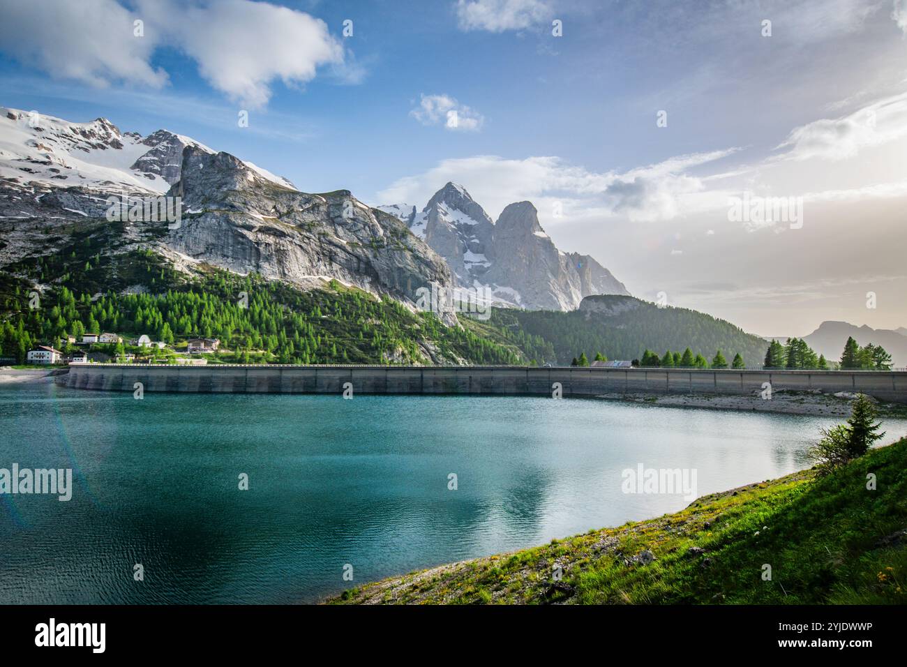 MARMOLADA, ITALY – AUGUST 27, 2024: The Fedaia Dam, located at the foot ...