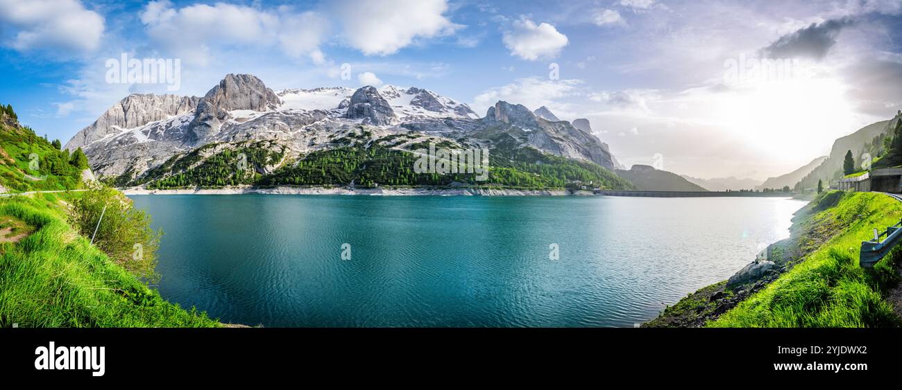 MARMOLADA, ITALY – AUGUST 27, 2024: The Fedaia Dam, located at the foot ...