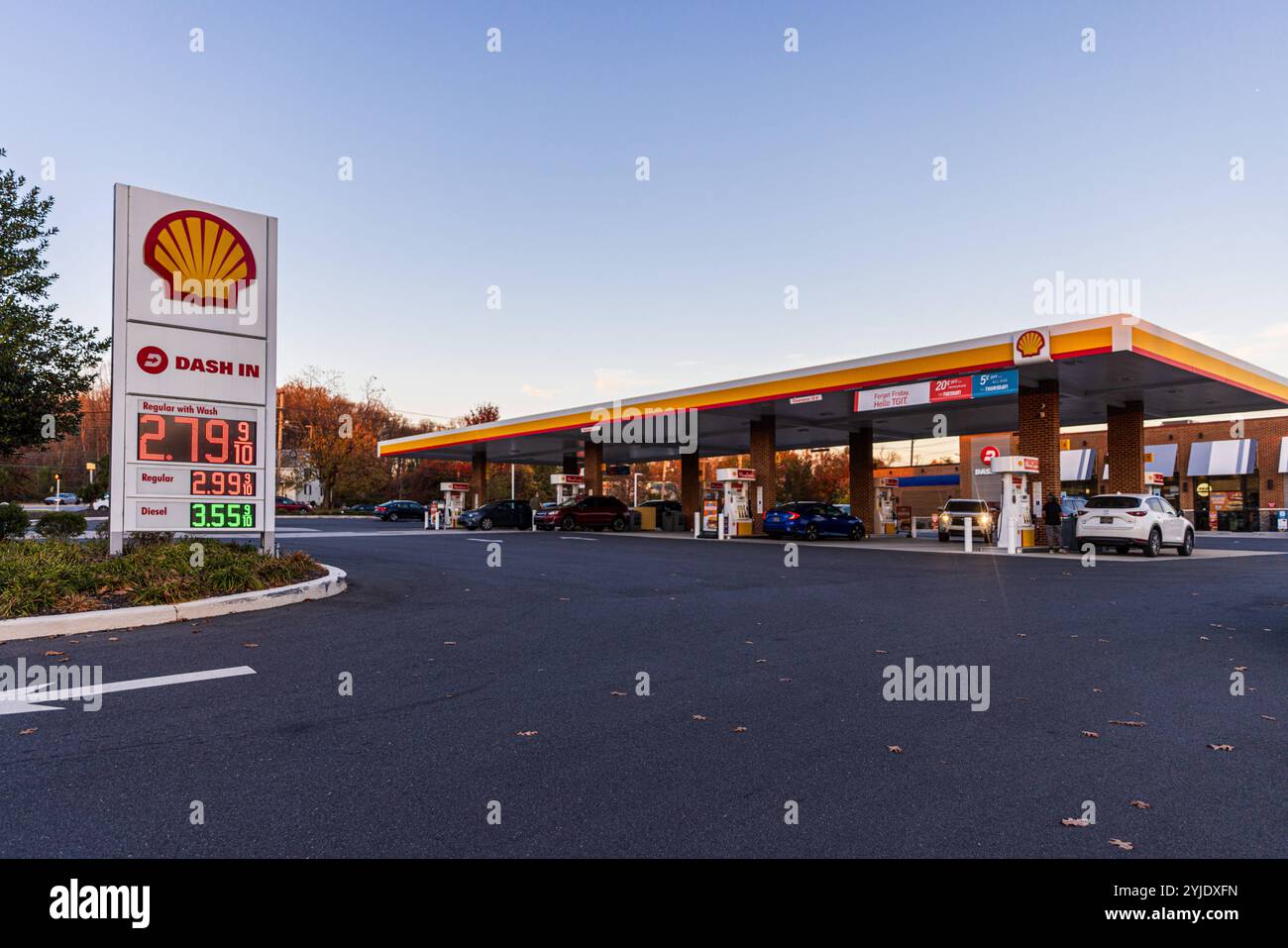 BOSTON, MA - NOVEMBER 10, 2024: Shell gas station located in the Boston ...