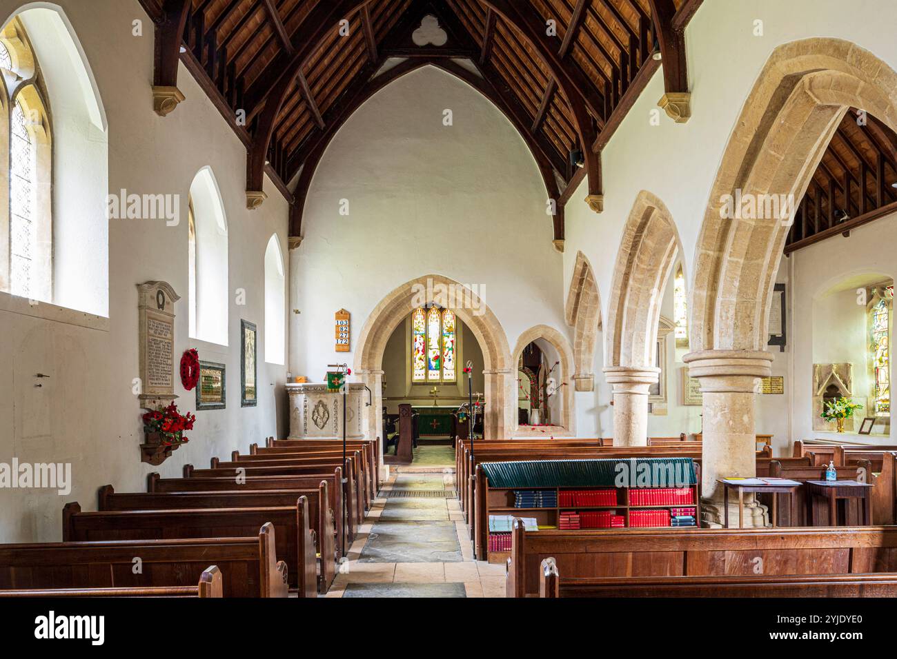 The interior of St Pauls church in the Cotswold village of Broadwell ...