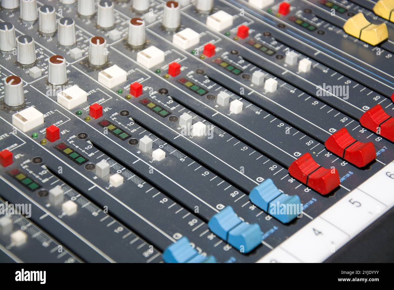 recording studio, mixing console, close-up,, Tonstudio, Mischpult ...