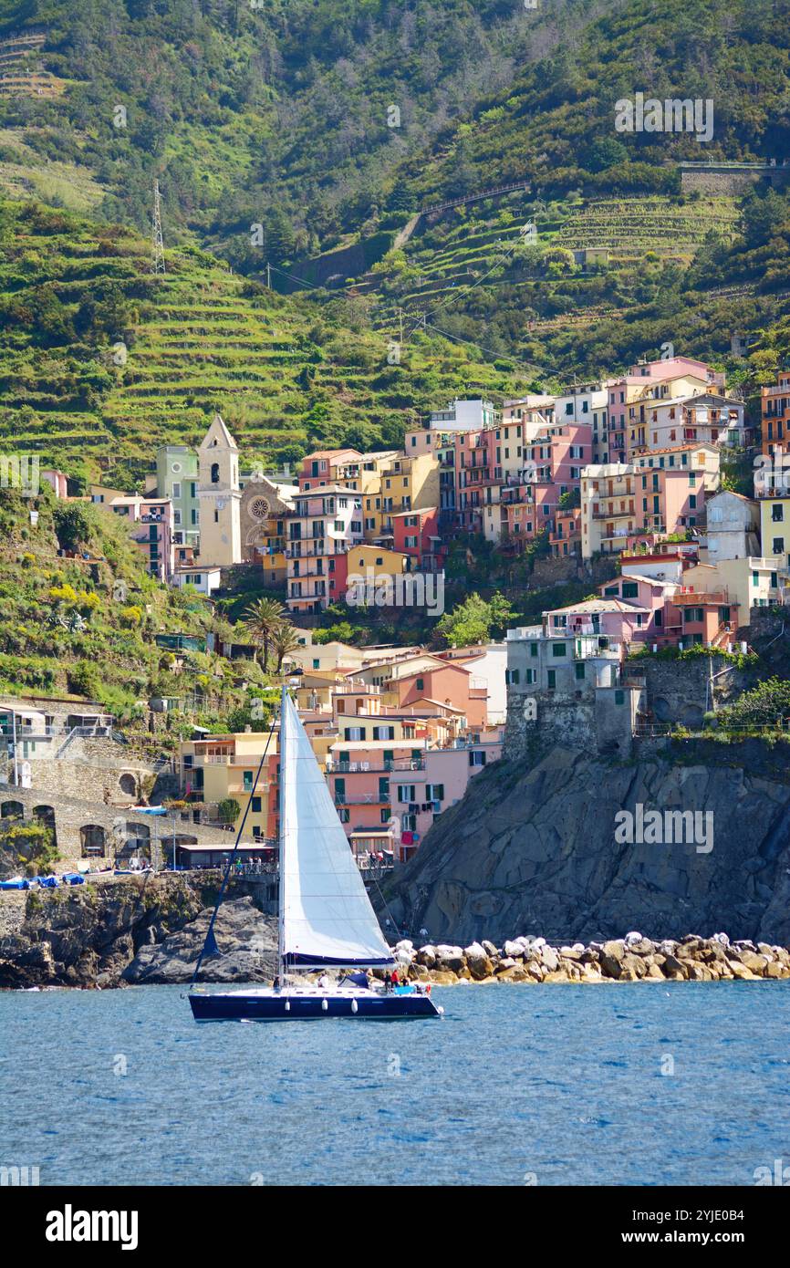 Manarola, one of the 5 towns in Cinque Terre, Italy., eine der 5 Städte ...