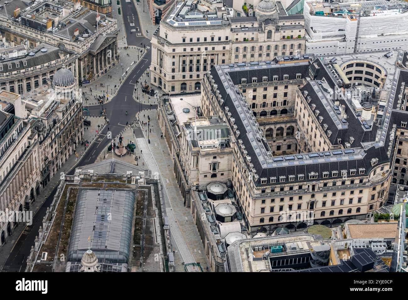 Aerial view of The Bank Of England showing the inner courtyard and Bank ...