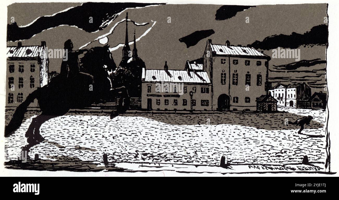 Illustration for the poem The Copper rider by A. Pushkin. Museum ...