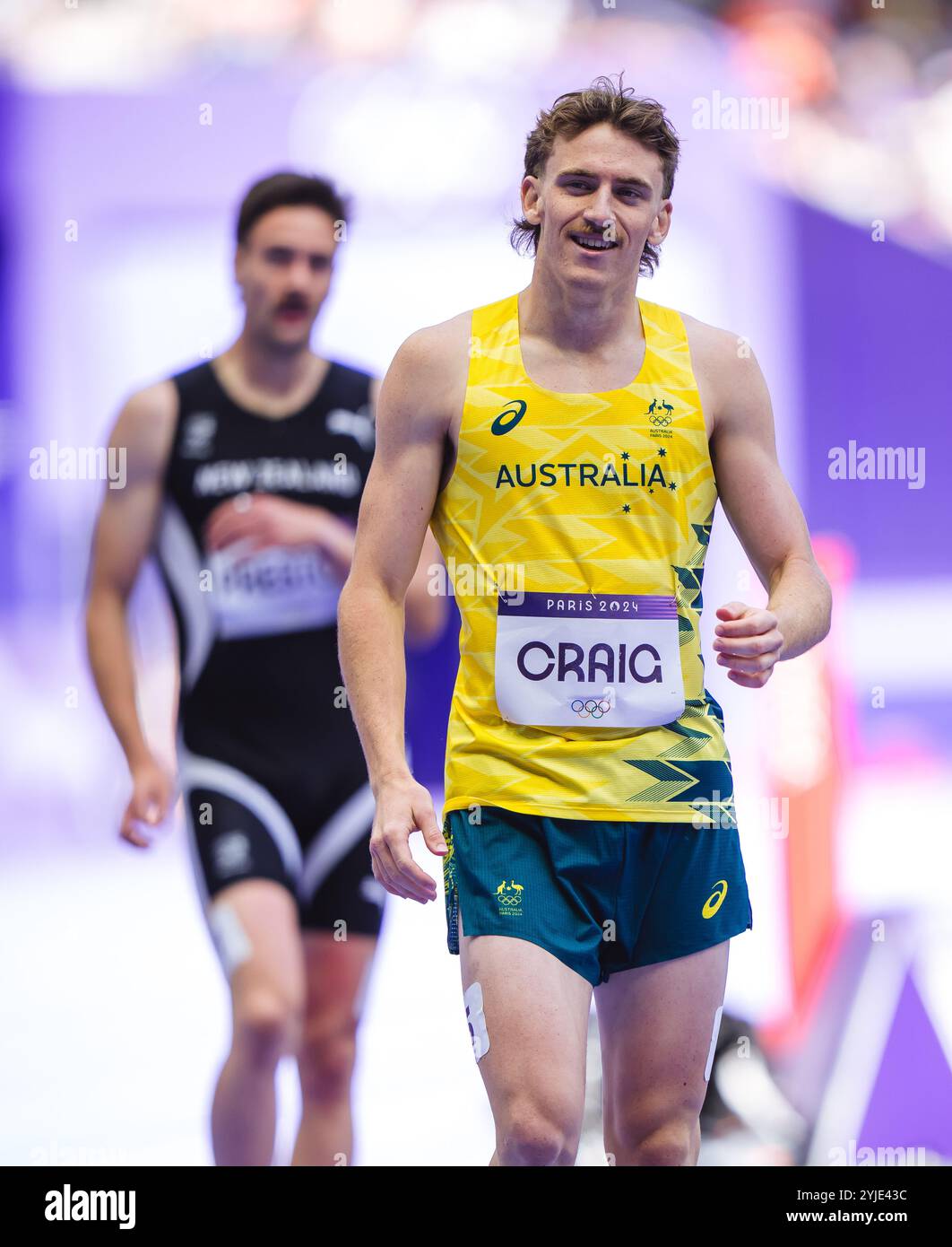 Peyton Craig participating in the 800 meters at the Paris 2024 Olympic ...