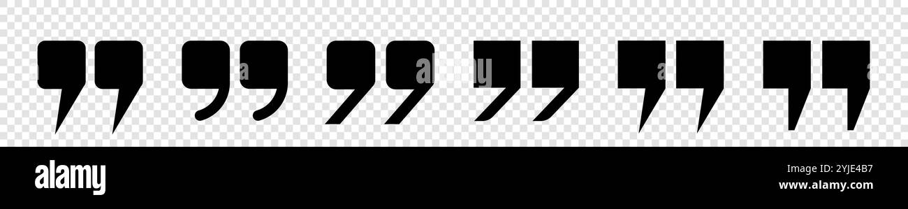 A set of icons with black square quotes, commas on a white background ...