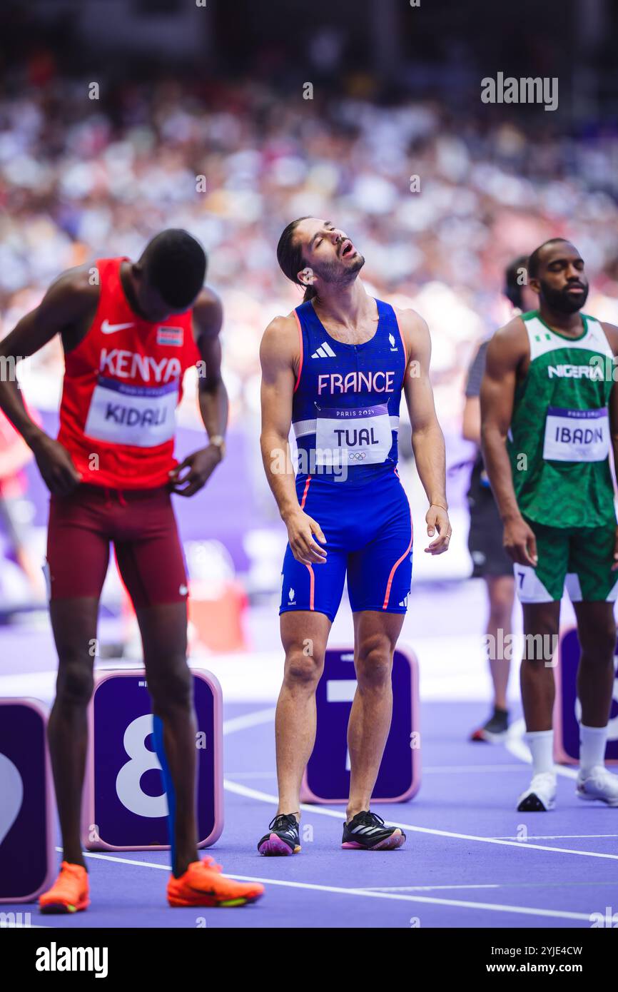 Gabriel Tual participating in the 800 meters at the Paris 2024 Olympic ...