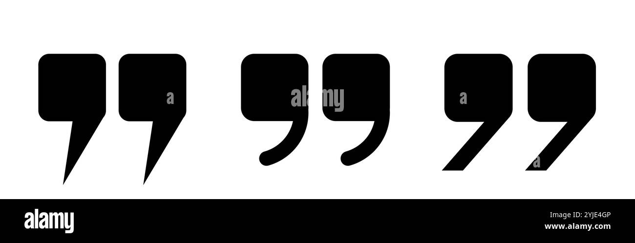 A set of black quotation mark icons, commas on a white background Stock ...