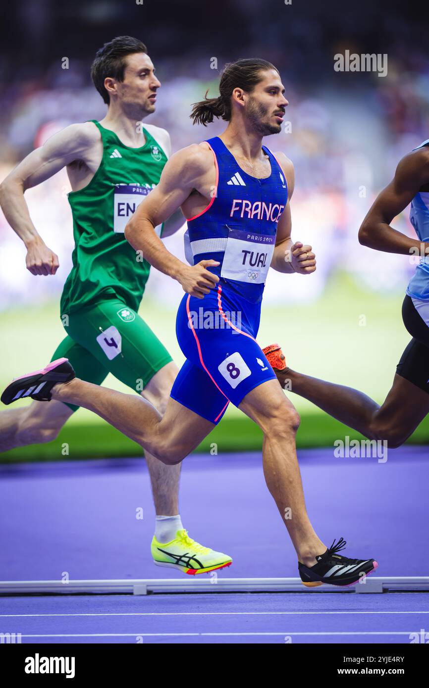 Gabriel Tual participating in the 800 meters at the Paris 2024 Olympic ...