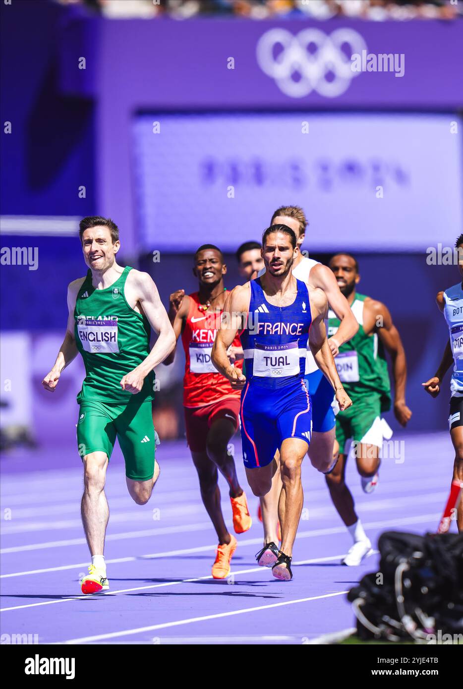 Gabriel Tual participating in the 800 meters at the Paris 2024 Olympic ...