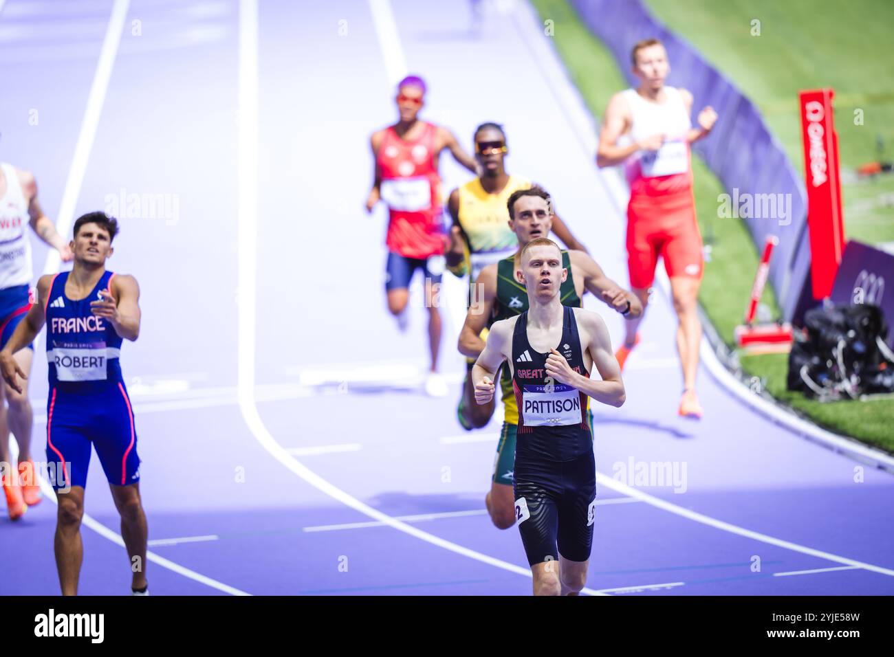 Ben Pattison participating in the 800 meters at the Paris 2024 Olympic ...