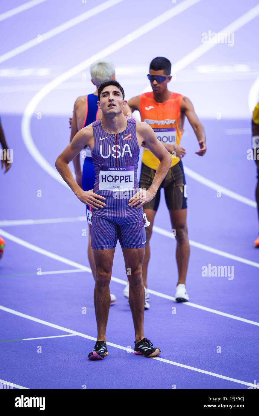 Bryce Hoppel participating in the 800 meters at the Paris 2024 Olympic ...