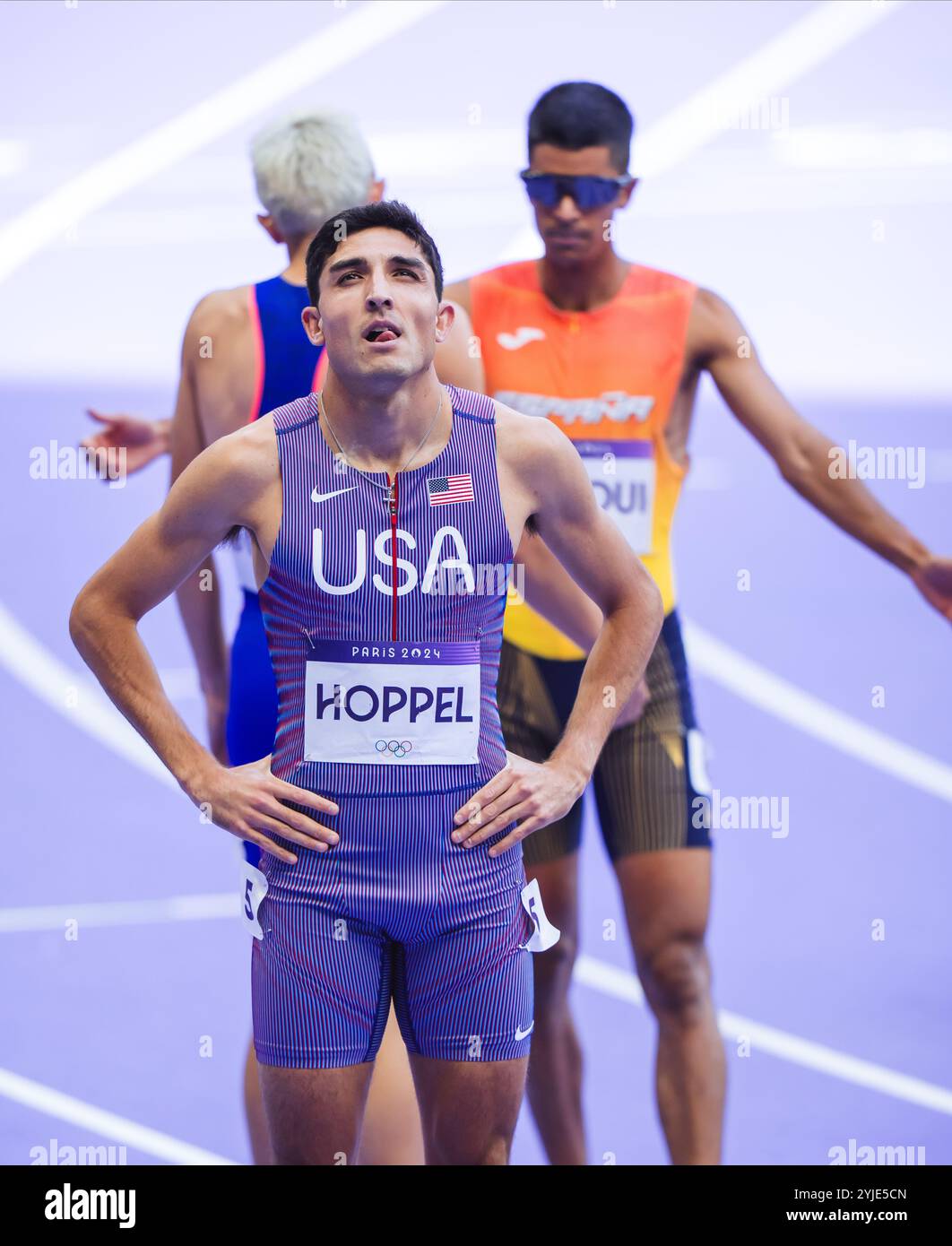Bryce Hoppel participating in the 800 meters at the Paris 2024 Olympic Games Stock Photo - Alamy