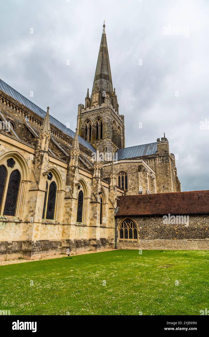 A view from the northern side of Chichester Cathedral in the center of ...