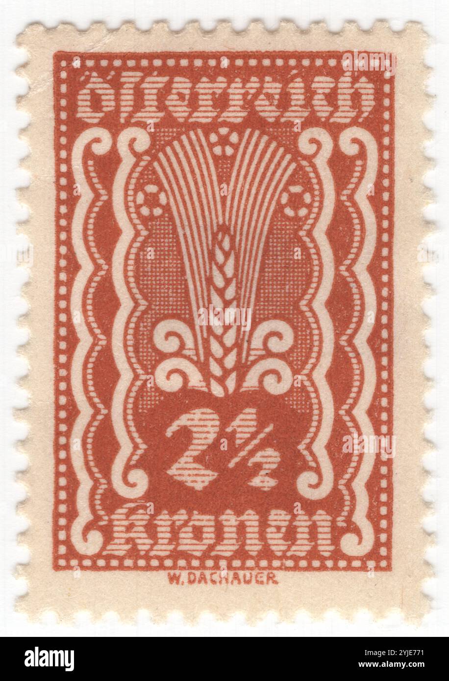 AUSTRIA — 1922 January: 2½ krone orange-brown postage stamp depicting ...