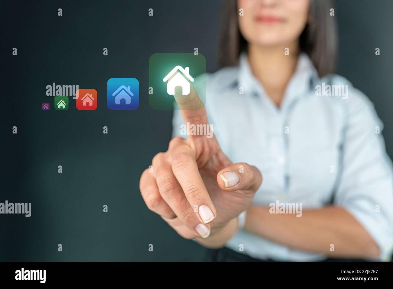 Intelligent house, smart home and home automation concept. Symbol of ...