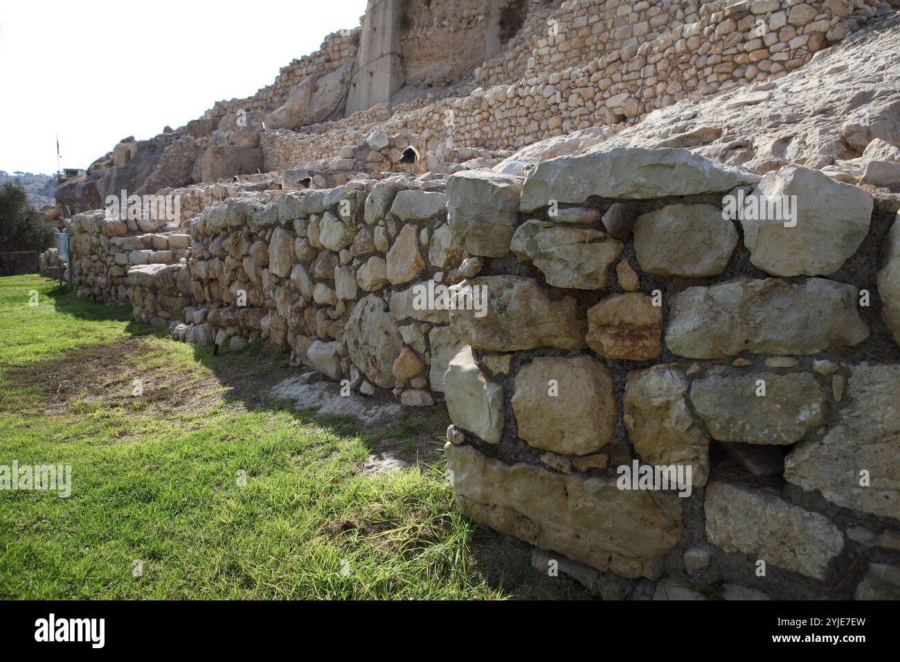 Remains of Jerusalem wall built by King Hezekiah of Judah on the slopes ...