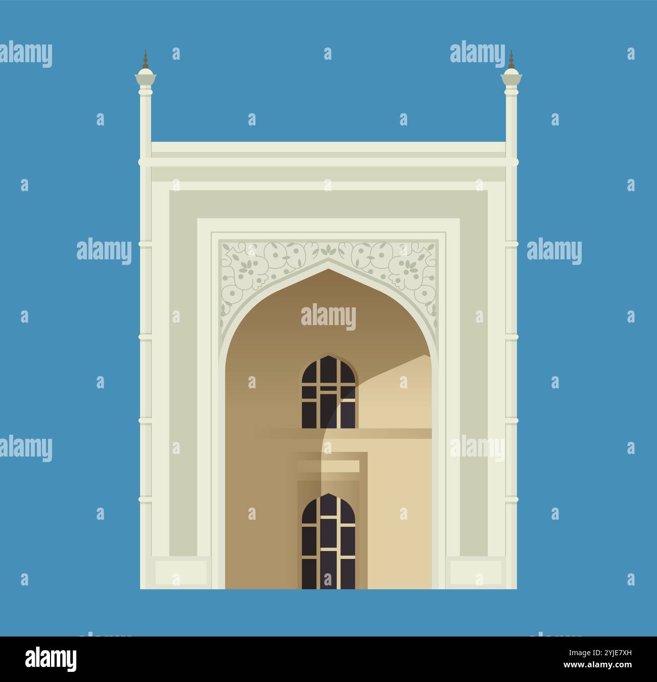 Arch of Taj Mahal - an Ivory-White Marble Mausoleum in Agra - Stock ...