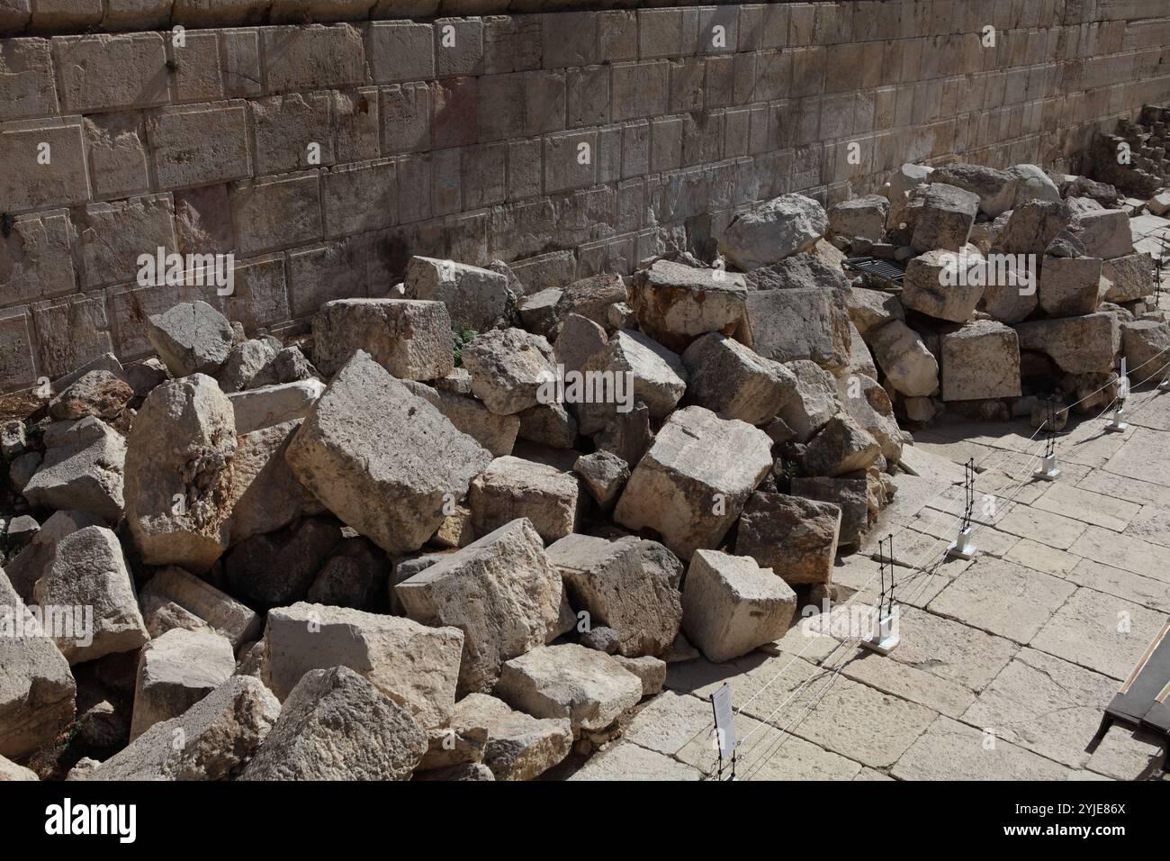 Huge broken pieces of stones hurled down by Roman soldiers from the ...