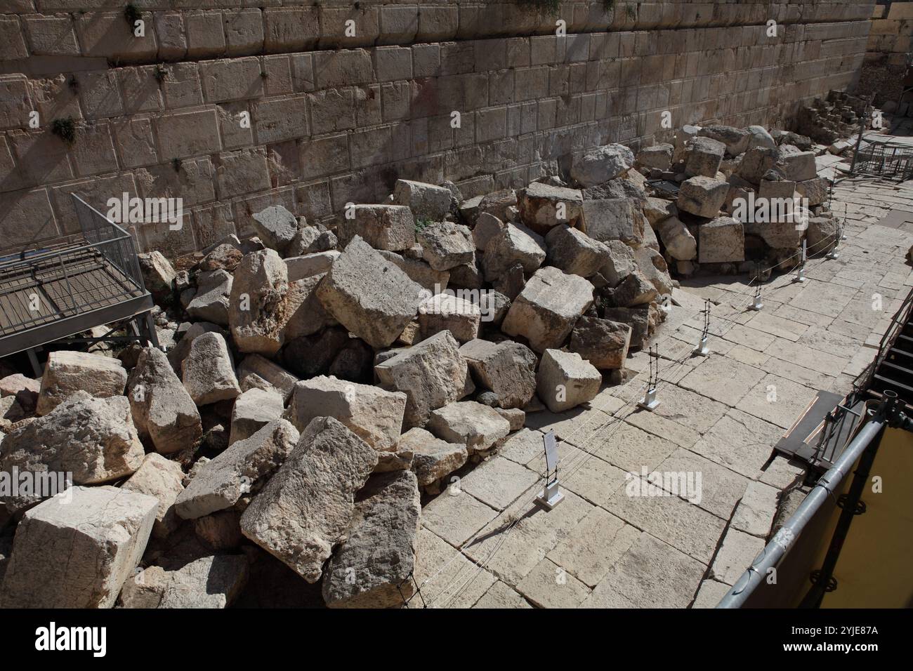 Huge broken pieces of stones hurled down by Roman soldiers from the ...