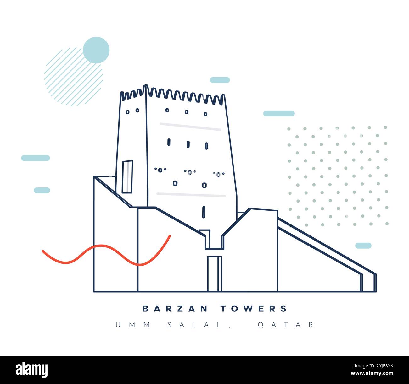 Barzan Towers - Umm Salal Mohammed Fort Towers - Stock Illustration as ...