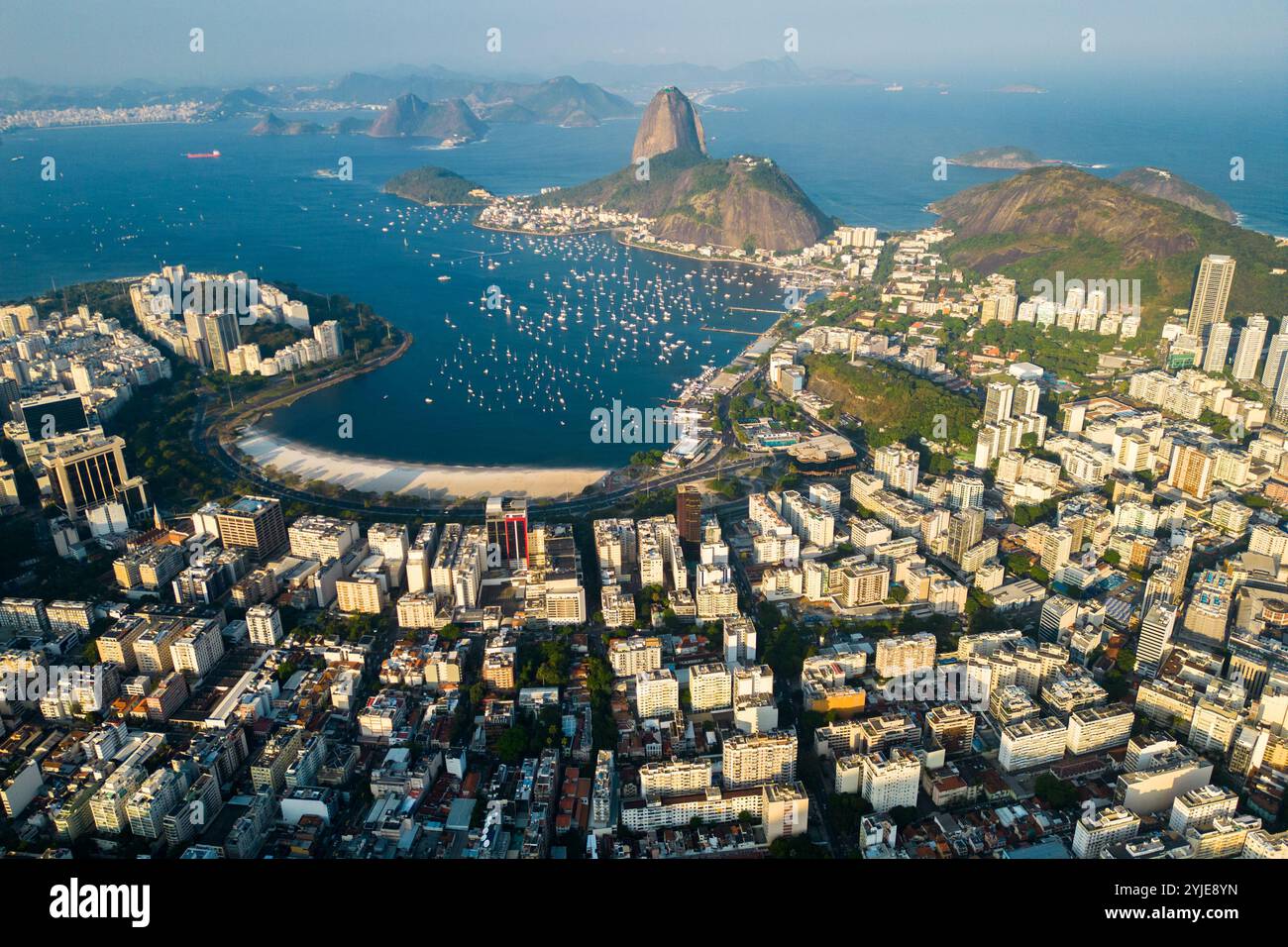 Aerial View of Botafogo Beach and Sugarloaf Mountain in Rio de Janeiro ...
