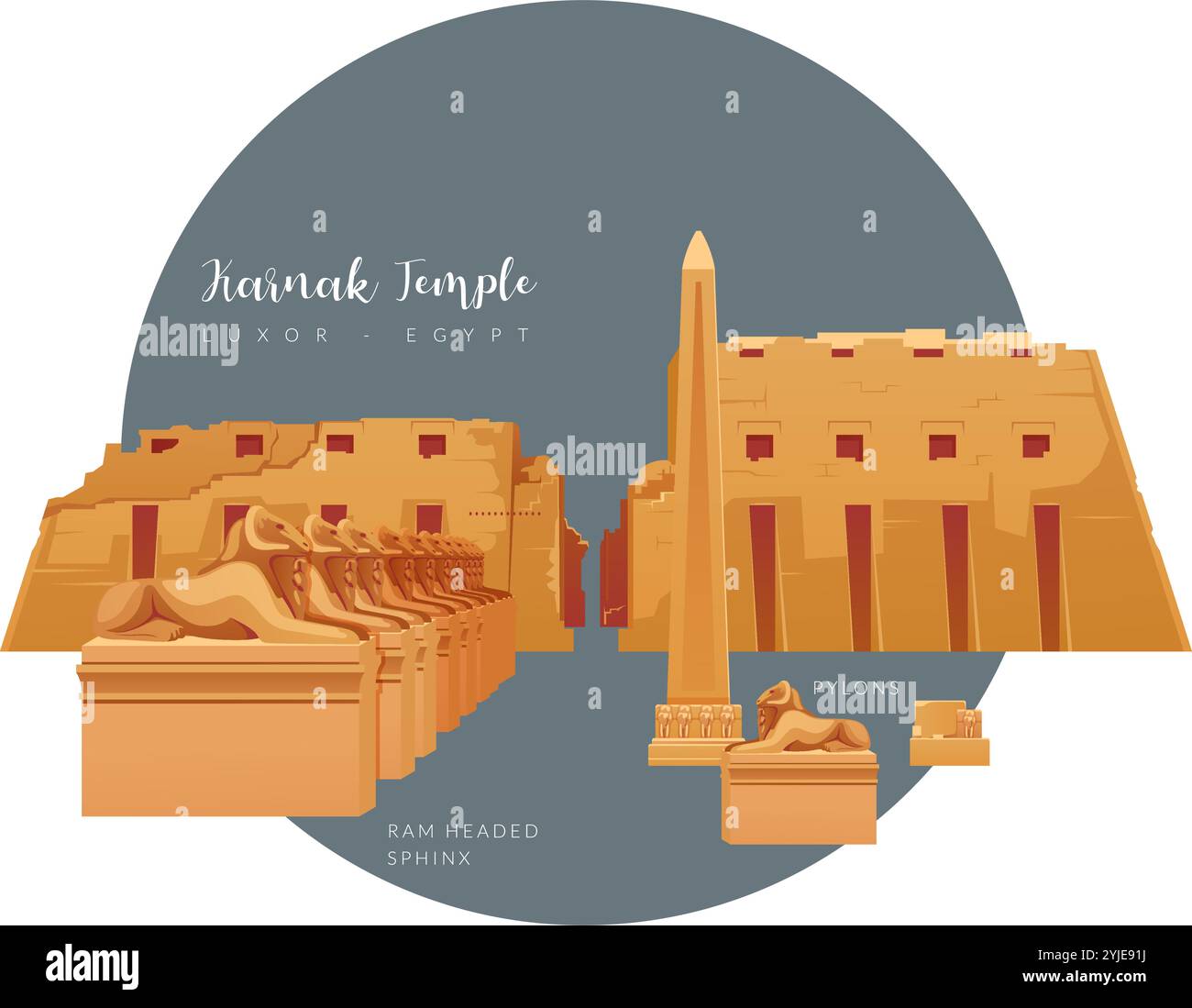 The Karnak Temple - Elements Pylon , Ram Headed Sphinx - Luxor, Egypt ...