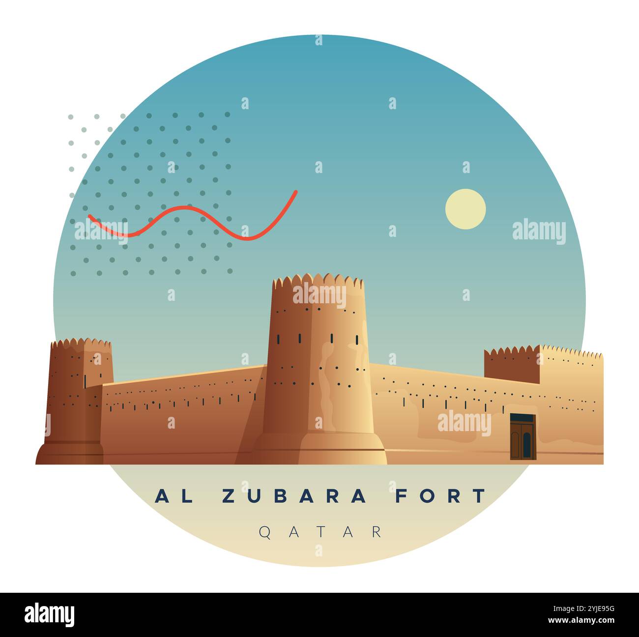 Historic Al Zubara Fort in the ancient town of Zubarah - Stock ...