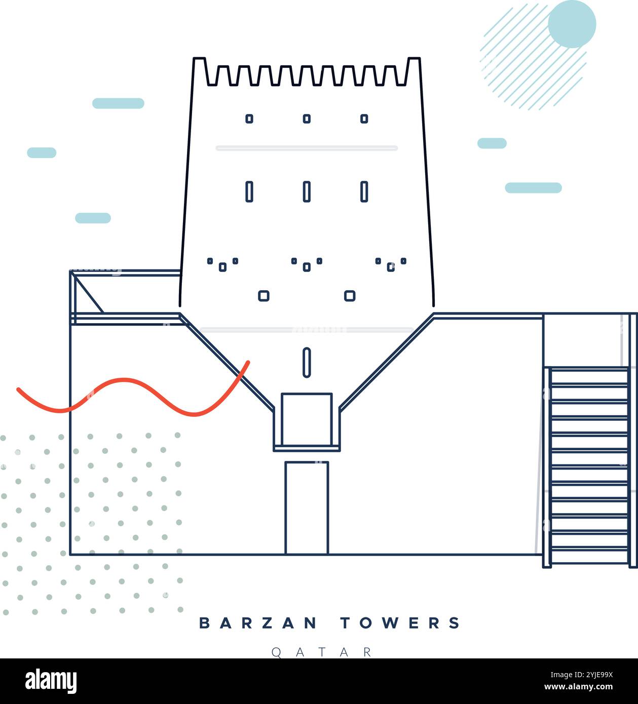 Barzan Towers - Umm Salal Mohammed Fort Towers - Stock Illustration as ...