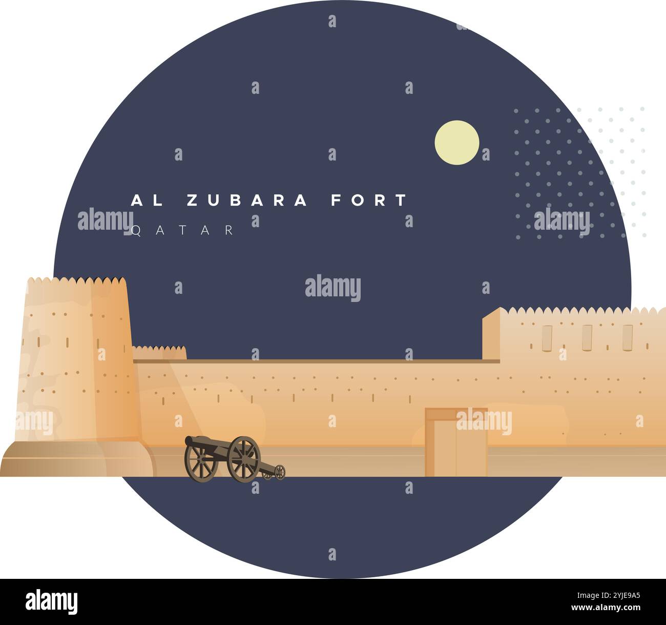 Historic Al Zubara Fort in the ancient town of Zubarah - Stock ...