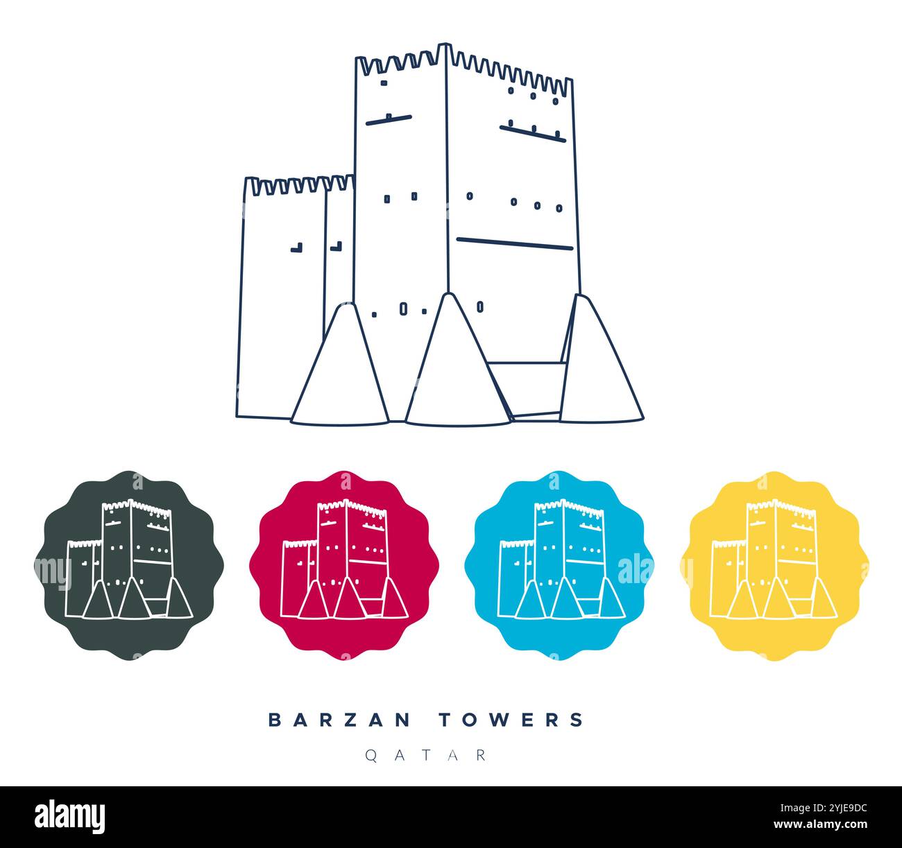 Barzan Towers - Umm Salal Mohammed Fort Towers - Stock Illustration as ...