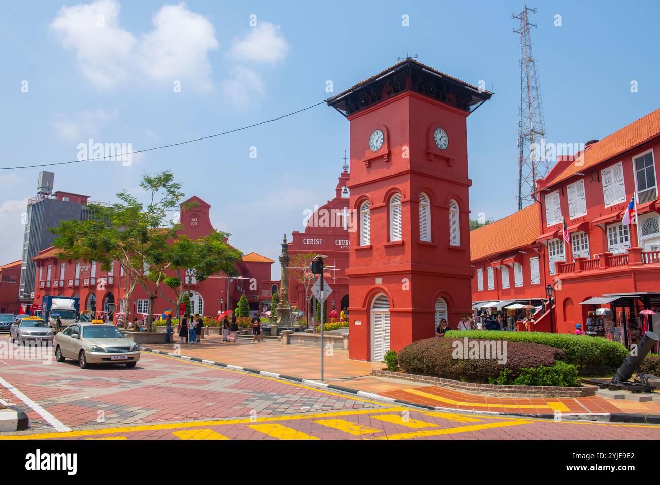 Tan Beng Swee Clock Tower and Stadthuys on Jalan Gereja Street at Dutch ...
