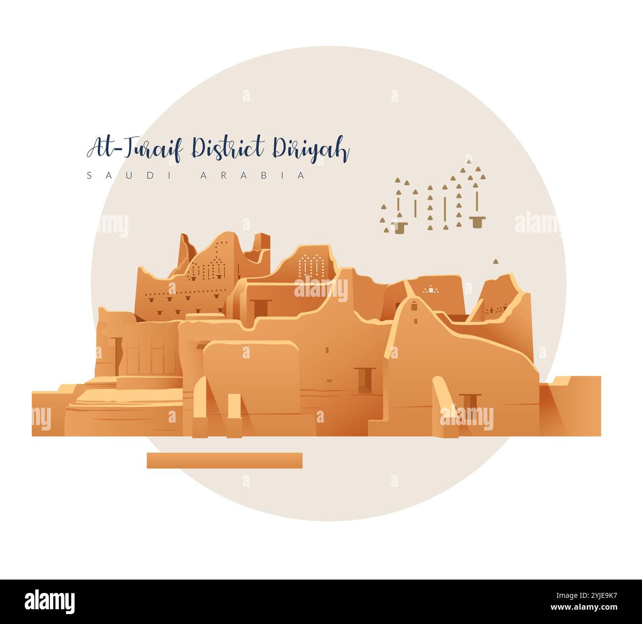 Historic At-Turaif District Diriyah - Saudi Arabia - Stock Illustration ...