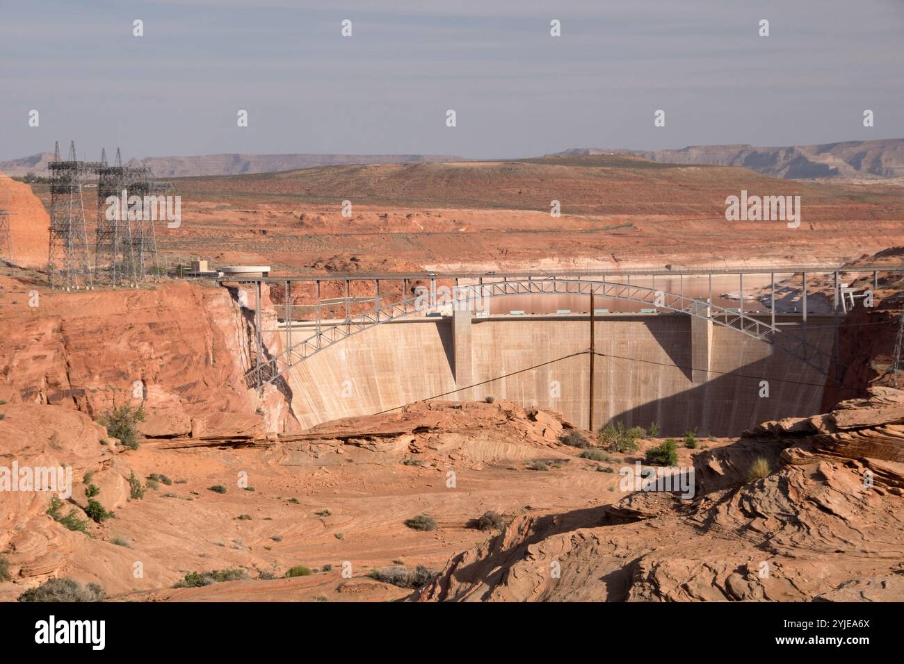 Glen Canyon Dam, a gigantic arch gravity dam that dams the Colorado ...