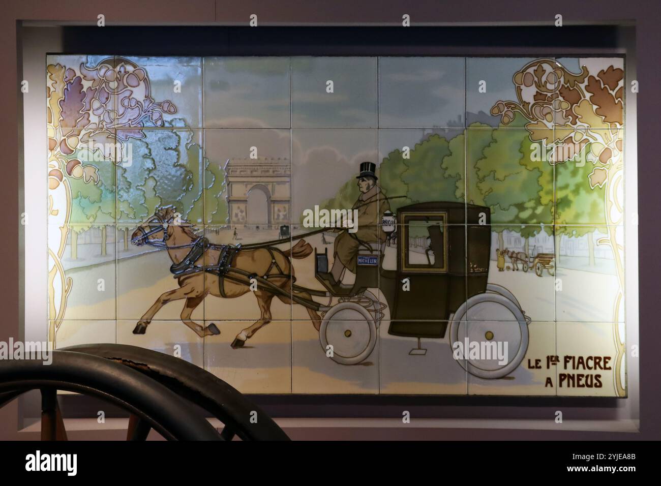 The first hackney carriage equipped with tires, at the Michelin ...