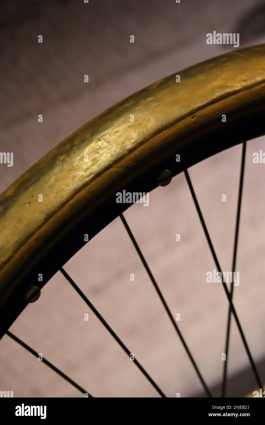 Michelin vintage tires on display at their museum in Clermont-Ferrand ...