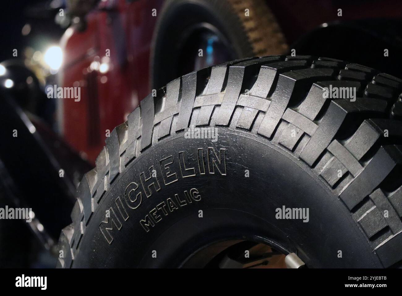 Michelin vintage tires on display at their museum in Clermont-Ferrand Stock Photo - Alamy
