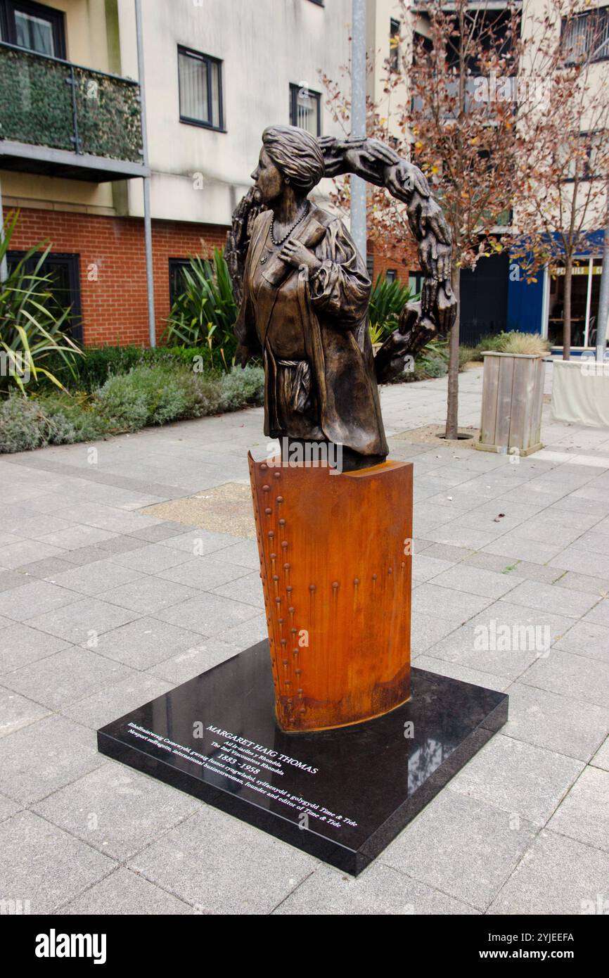 Statue of Lady Rhondda, Margaret Haig Thomas, women’s rights activist ...