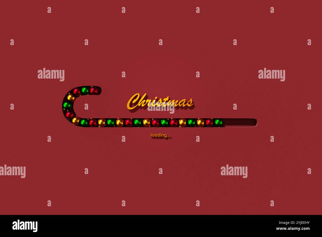 Christmas Loading Bar with Paper Cut Out Striped Candy Cane on Red ...