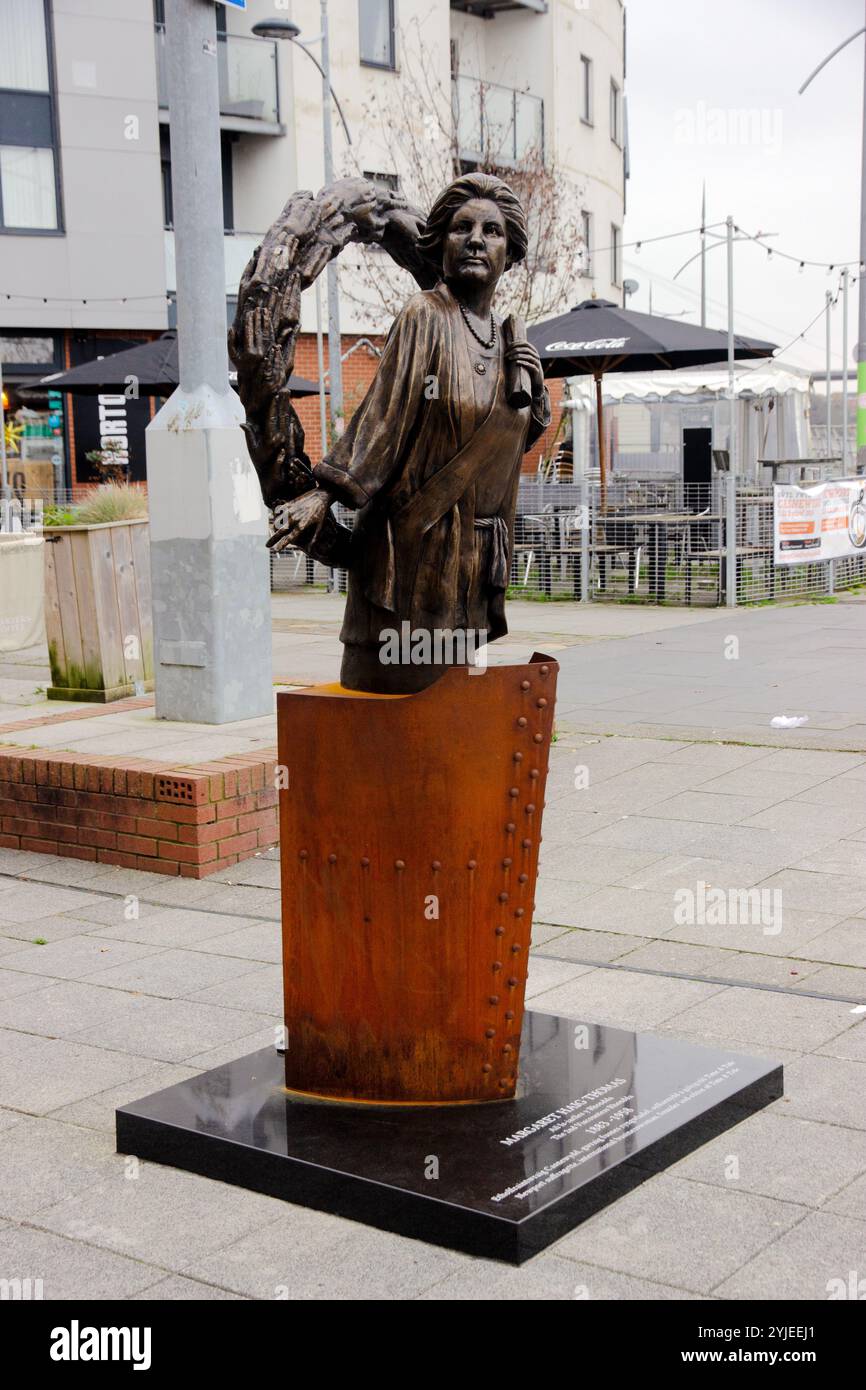Statue of Lady Rhondda, Margaret Haig Thomas, women’s rights activist ...