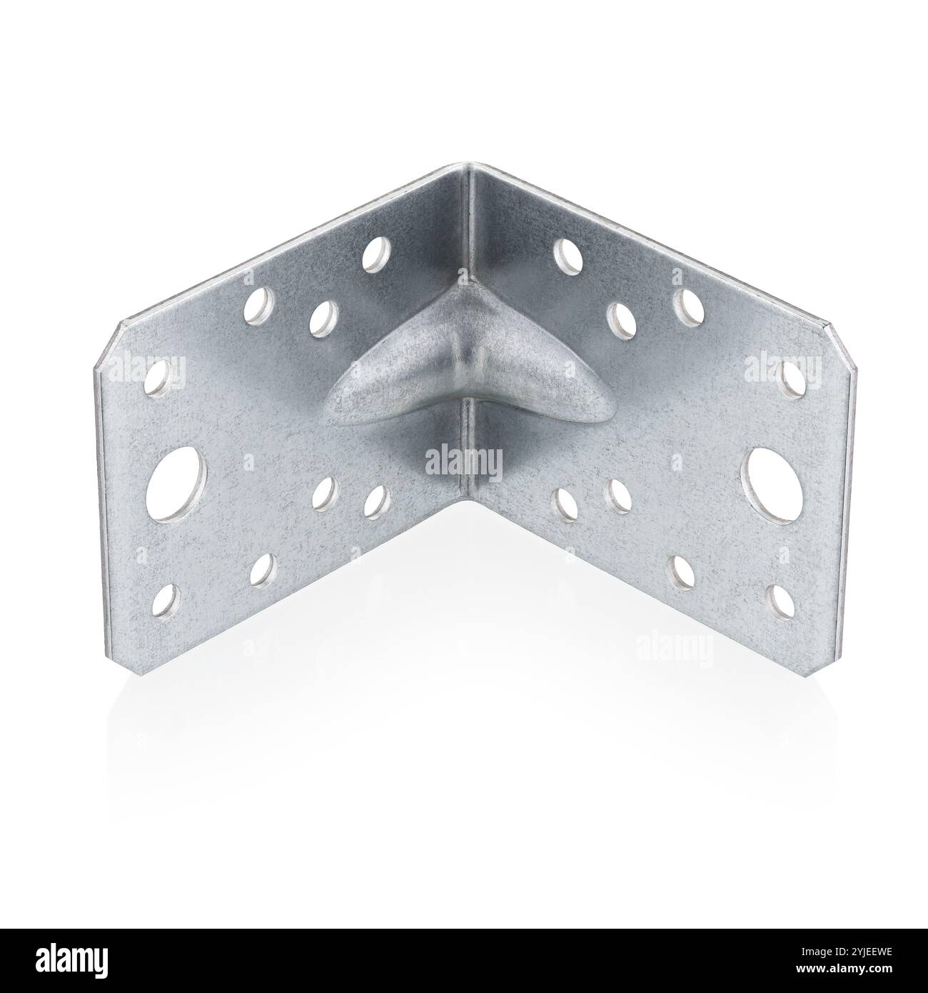 A small metal mounting angle perforated, galvanized, isolated on white ...