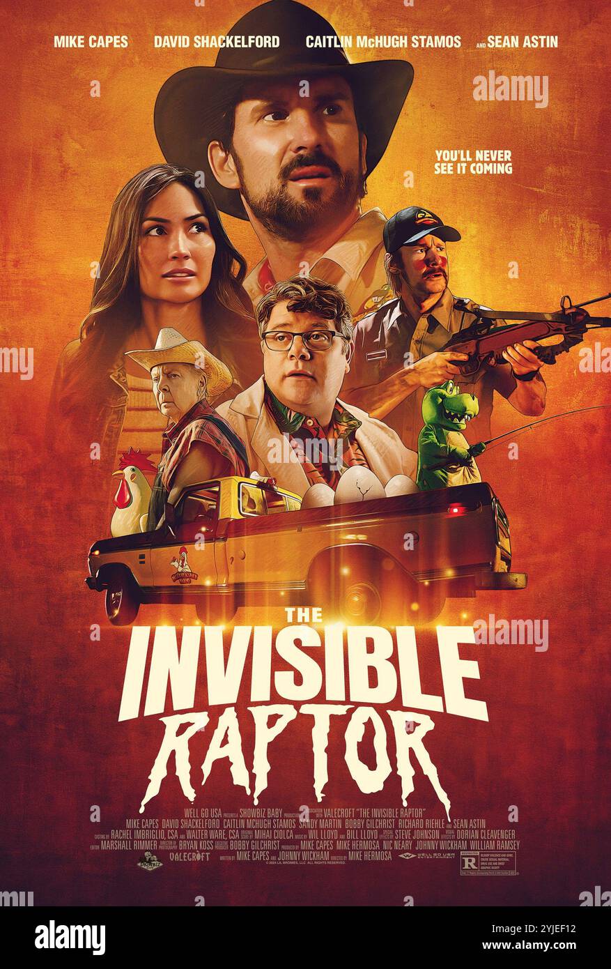 THE INVISIBLE RAPTOR, US poster, from top: Mike Capes, Caitlin McHugh ...