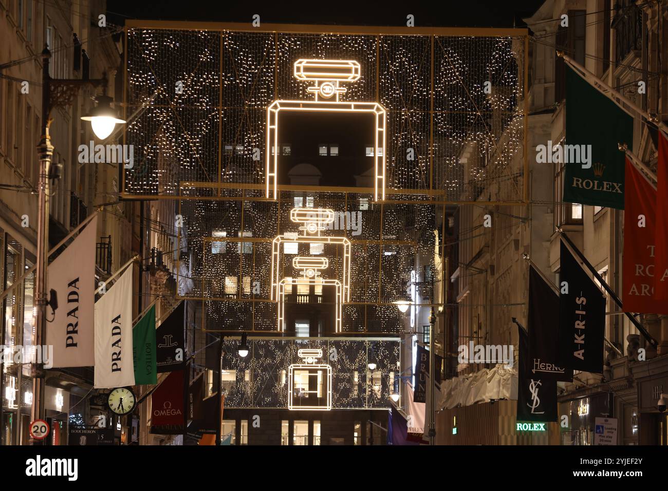 EDITORIAL USE ONLY The new display of Christmas lights on Bond Street ...