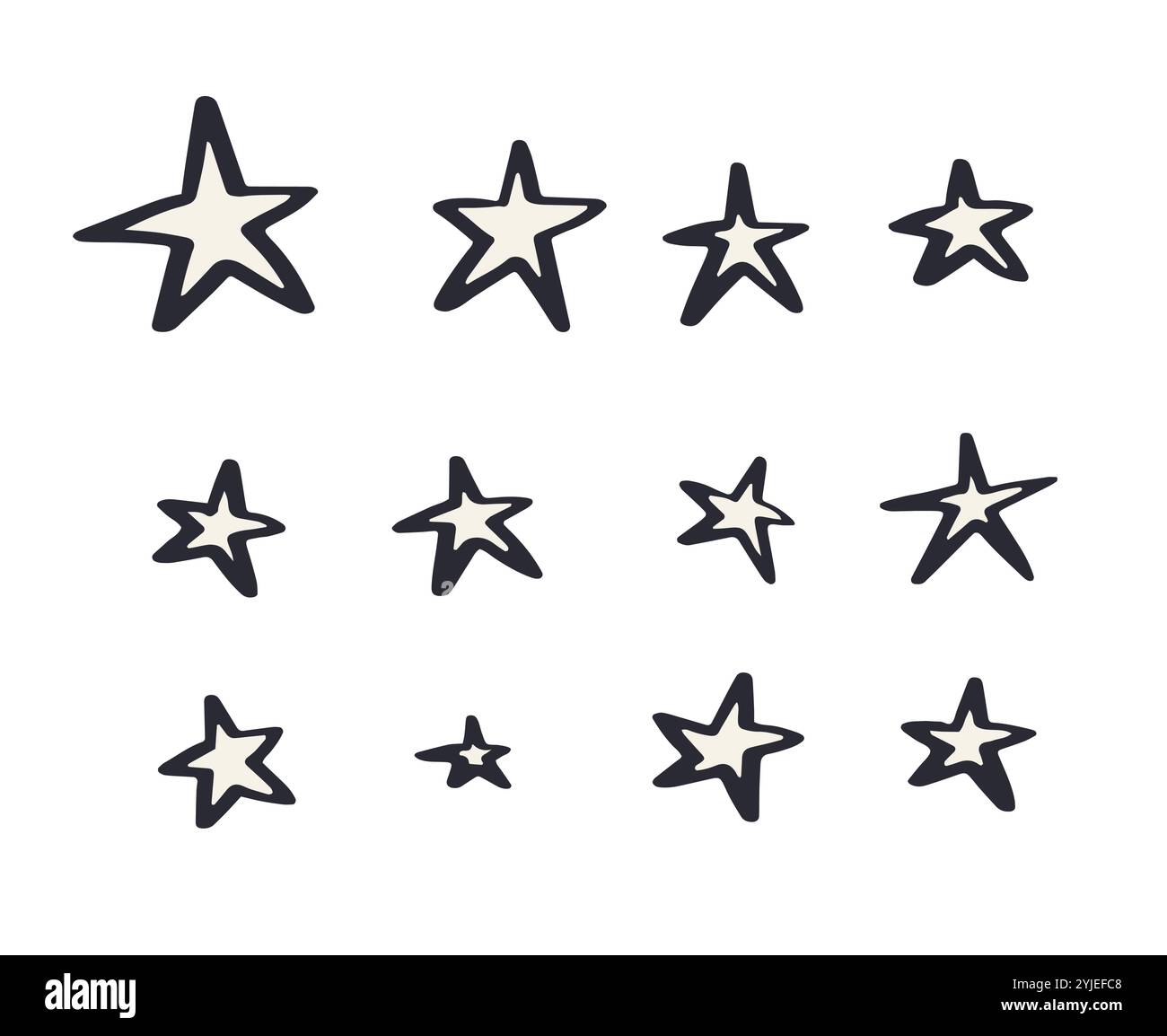 Hand drawn inky doodle monochrome stars set Stock Vector Image & Art ...