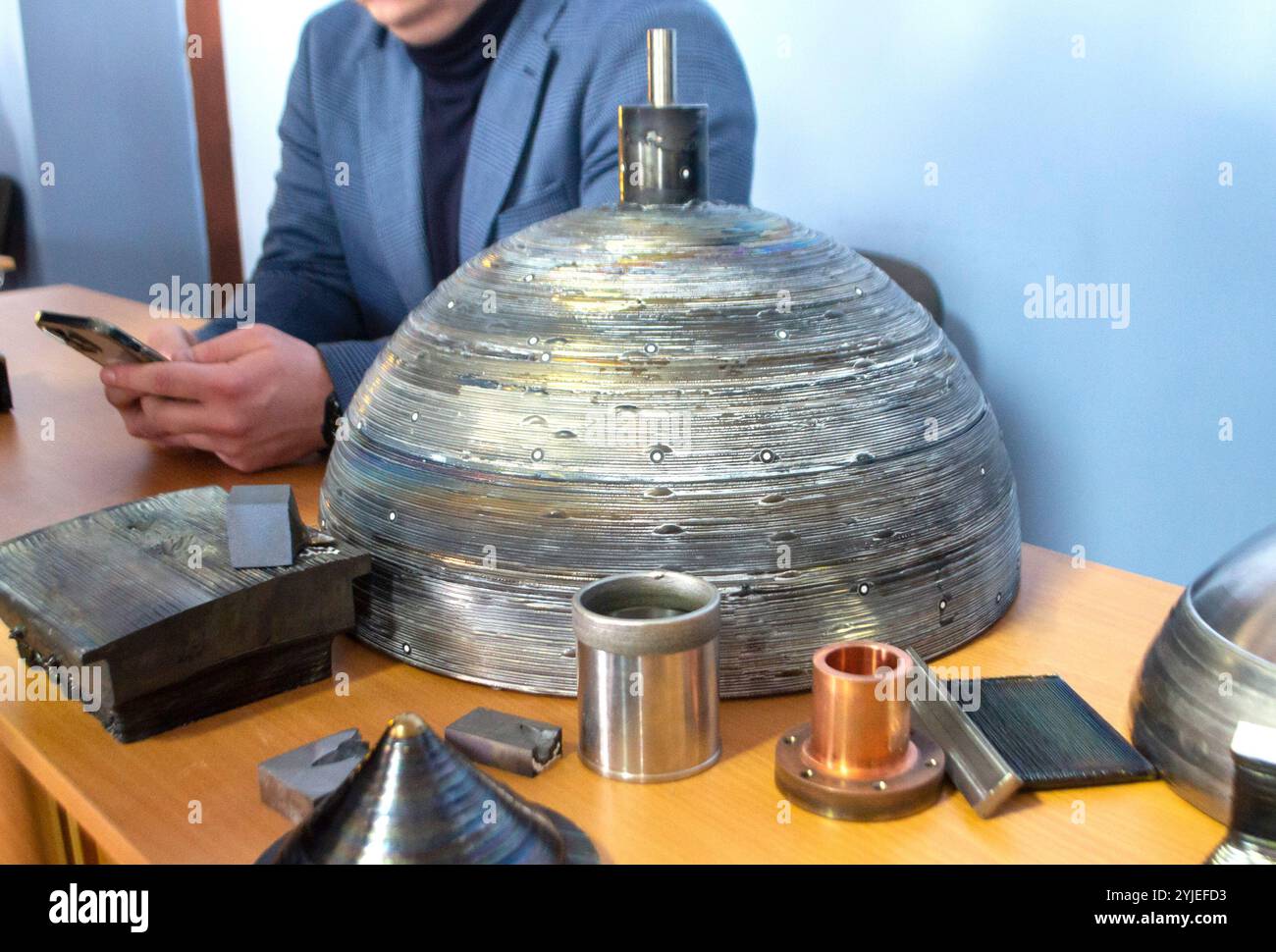 Object printed by 3D printer from metal. Additive manufacturing ...