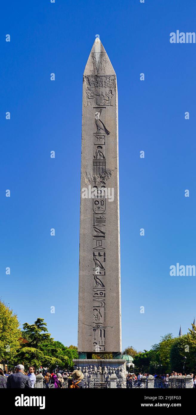Egyptian obelisk of Pharaoh Thutmose III re-erected in the Hippodrome ...